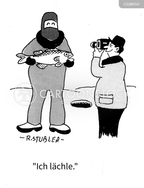 Cartoons und Karikaturen mit Eisfischerin