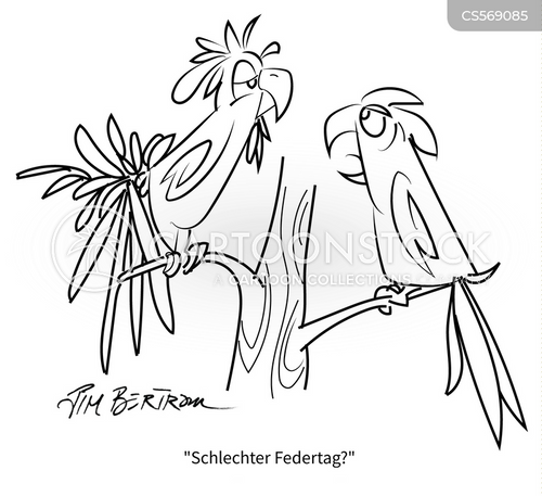 Cartoons und Karikaturen mit Federn