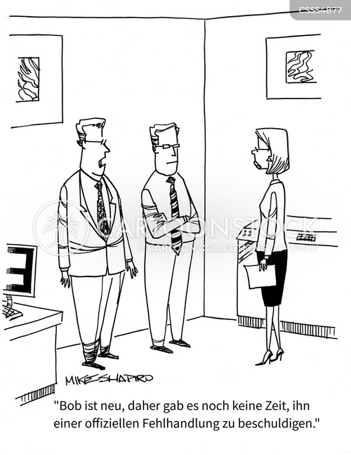 Cartoons und Karikaturen mit Dialog Am Arbeitsplatz