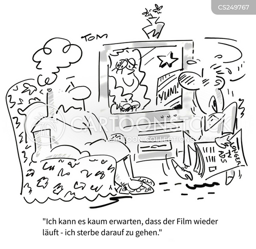 Cartoons und Karikaturen mit Fernsehwerbung