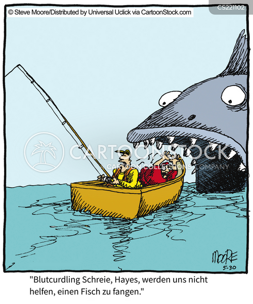Cartoons und Karikaturen mit Einen Fisch Fangen