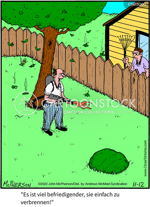 Cartoons und Karikaturen mit Flammenwerfer