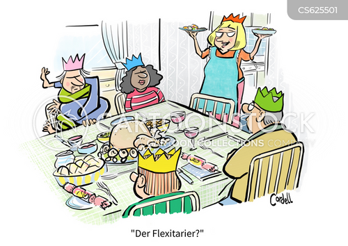 Cartoons und Karikaturen mit Flexitarier