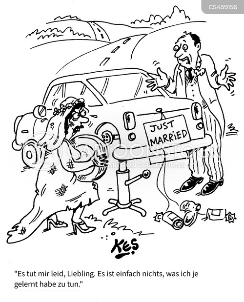 Cartoons und Karikaturen mit Reifenwechsel