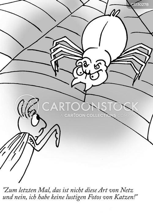 Cartoons und Karikaturen mit Spinnennetz