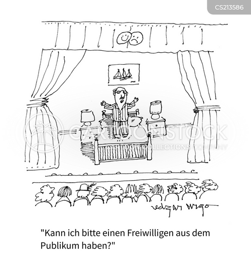 Cartoons und Karikaturen mit Publikumsfreiwilliger