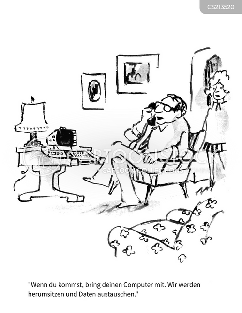 Cartoons und Karikaturen mit Computerbesuch