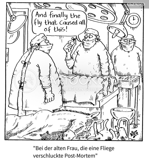 Cartoons und Karikaturen mit Das Verschlucken Einer Fliege