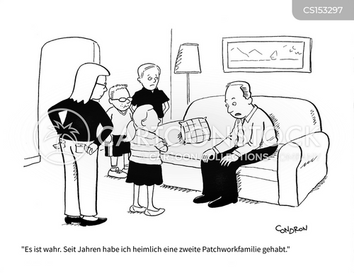 Cartoons und Karikaturen mit Patchwork-familie