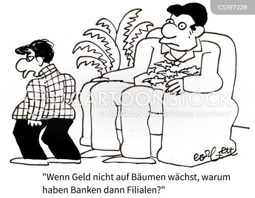 Cartoons und Karikaturen mit Bankfilialen