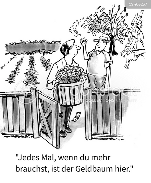 Cartoons und Karikaturen mit Geld