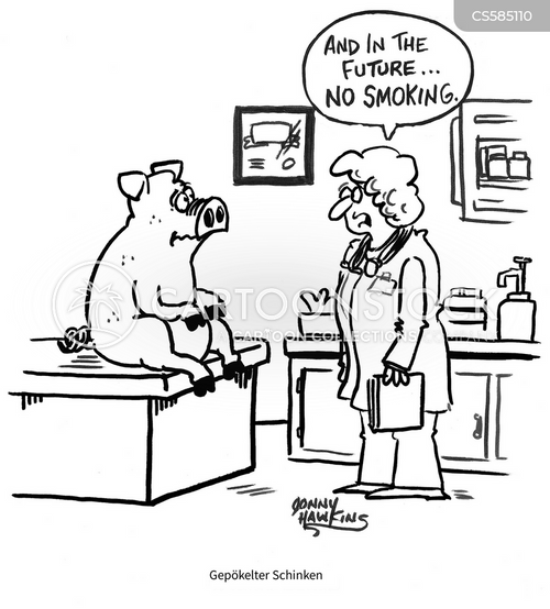 Cartoons und Karikaturen mit Dosen-schinken