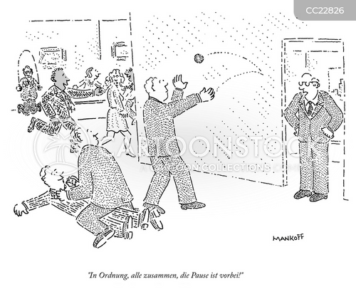 Cartoons und Karikaturen mit Arbeitszeitplan
