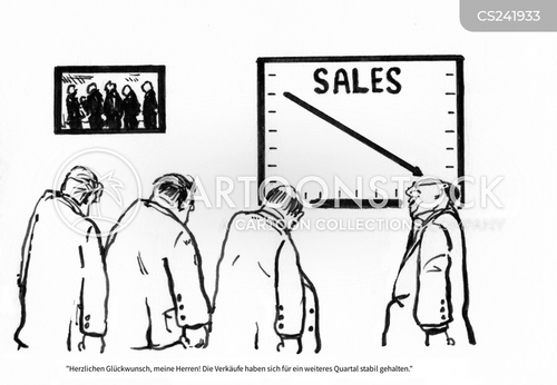 Cartoons und Karikaturen mit Einzelhandelsumsatzdiagramme