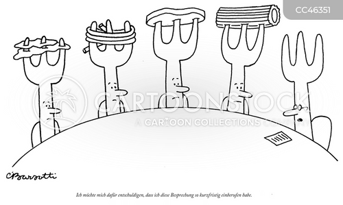 Cartoons und Karikaturen mit Abendessen Eile