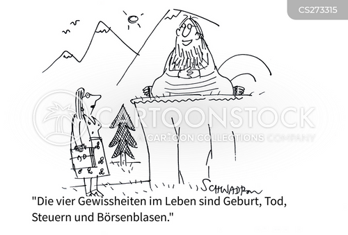 Cartoons und Karikaturen mit Gewissheit Des Lebens