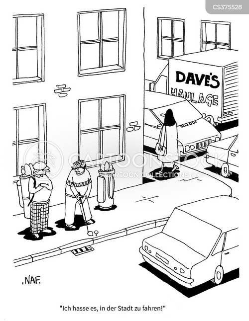 Cartoons und Karikaturen mit Fahren In Der Stadt