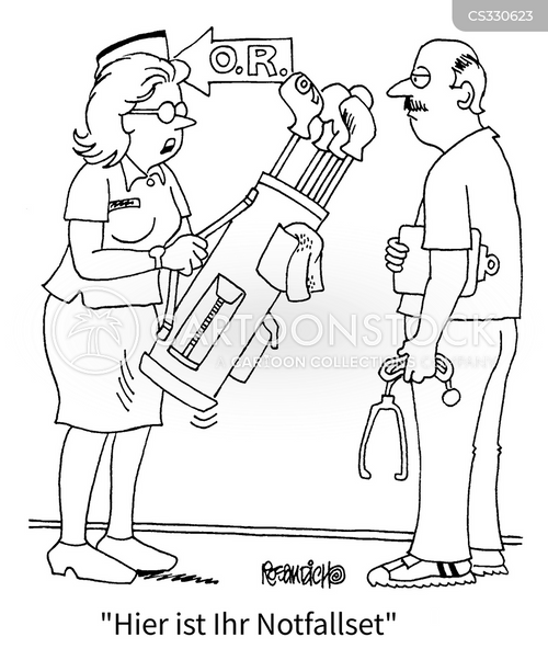 Cartoons und Karikaturen mit Notfallbedarf