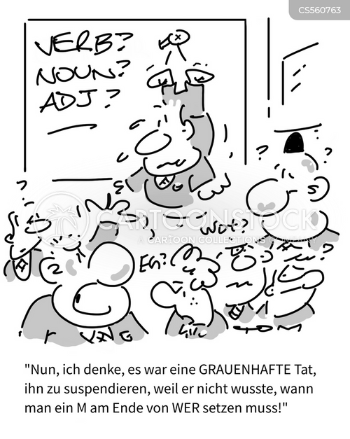 Cartoons und Karikaturen mit Grammatikstunde