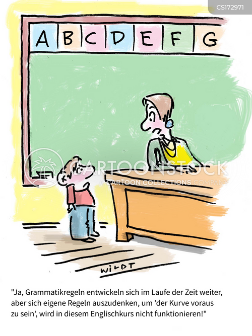 Cartoons und Karikaturen mit Englische Grammatik