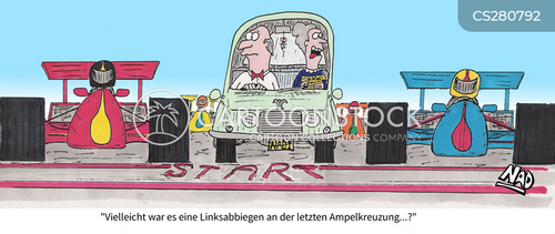 Cartoons und Karikaturen mit Rennfahrer