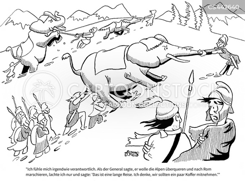 Cartoons und Karikaturen mit Alpen