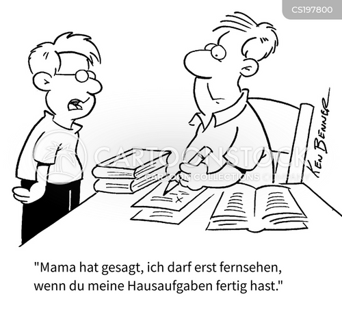 Cartoons und Karikaturen mit Hausaufgaben-projekt