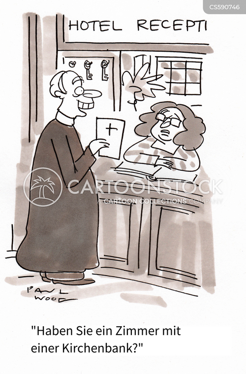 Cartoons und Karikaturen mit Hotelrezeptionist