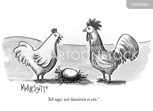 Cartoons und Karikaturen mit Eier Legen