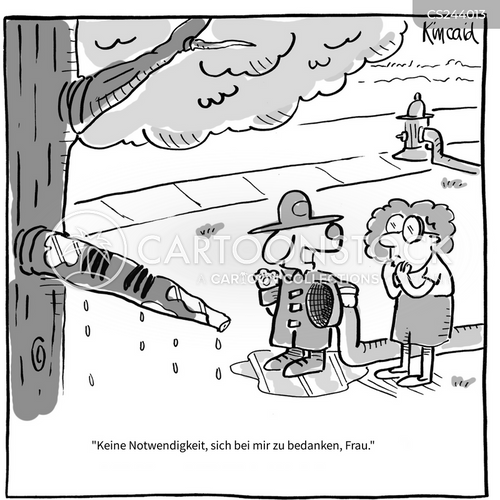 Cartoons und Karikaturen mit Feuerschlauch