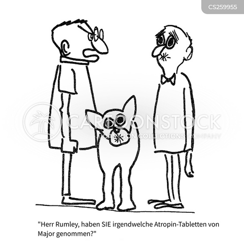 Cartoons und Karikaturen mit Atropin-tablette
