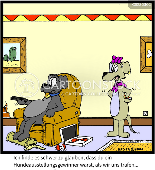 Cartoons und Karikaturen mit Ausstellungshund