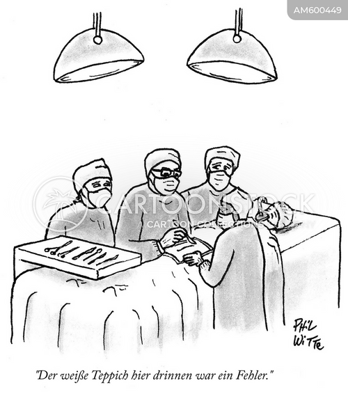 Cartoons und Karikaturen mit Operationsnarbenbildung