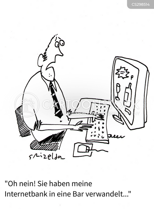 Cartoons und Karikaturen mit E-banking