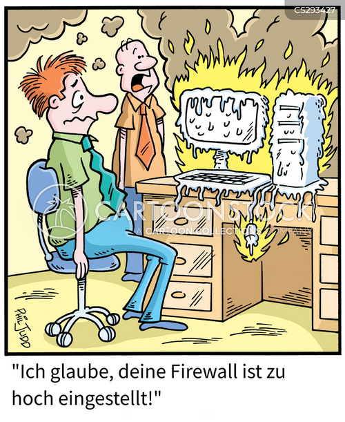 Cartoons und Karikaturen mit Firewall-einstellungen