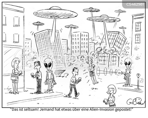 Cartoons und Karikaturen mit Alien Invasion