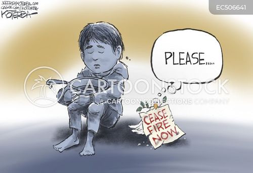 Ceasefire Talk Cartoons and Comics - funny pictures from CartoonStock