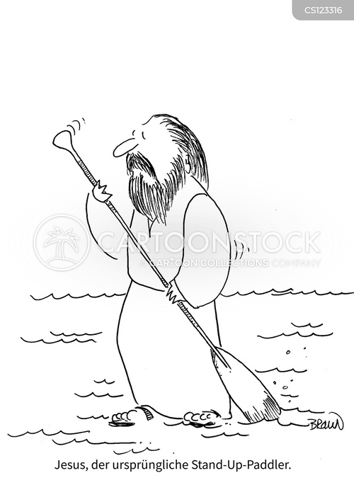 Cartoons und Karikaturen mit Paddleboard