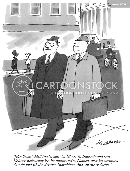 Cartoons und Karikaturen mit Philosophie Des Glücks