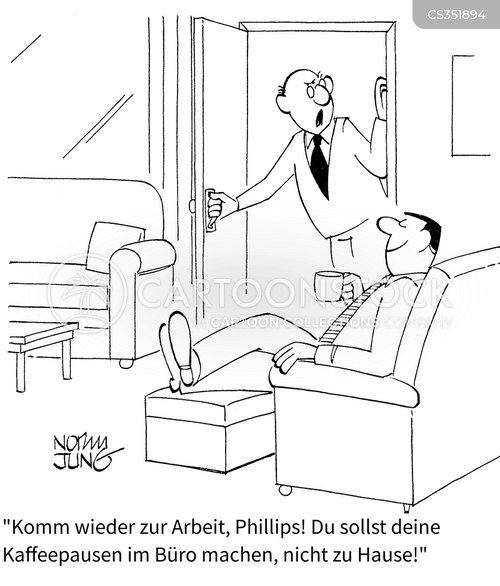 Cartoons und Karikaturen mit Kaffeepause