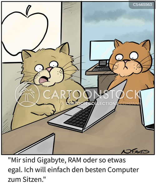 Cartoons und Karikaturen mit Katzen Und Computer