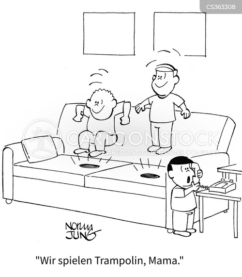 Cartoons und Karikaturen mit Auf Dem Sofa Springen
