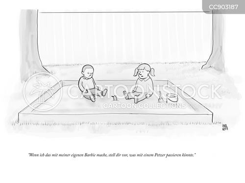 Cartoons und Karikaturen mit Sandkasten