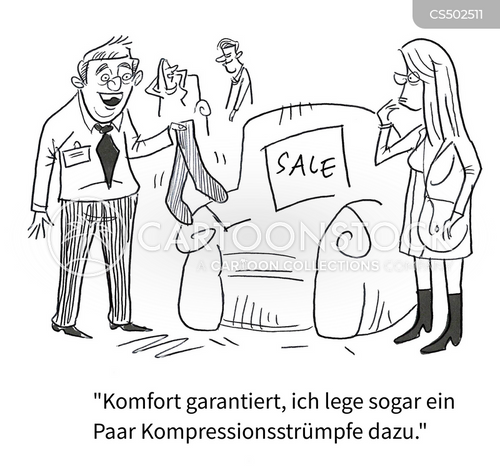Cartoons und Karikaturen mit Kompressionsstrumpf