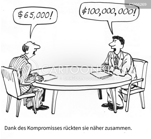 Cartoons und Karikaturen mit Kompromiss