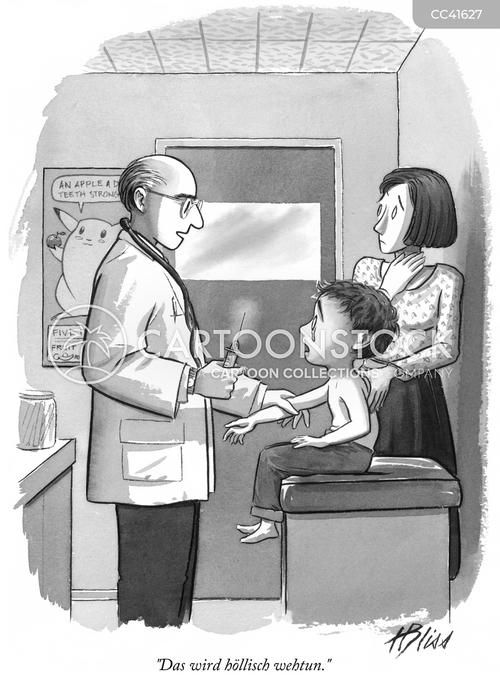 Cartoons und Karikaturen mit Kindermedizin