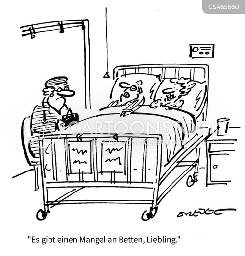 Cartoons und Karikaturen mit Bettenknappheit