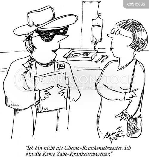 Cartoons und Karikaturen mit Chemotherapie