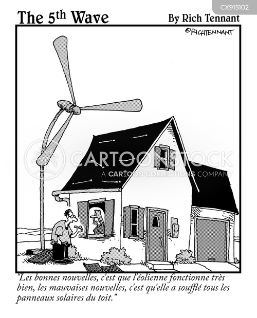 Dessins humoristique et caricaturés avec Électricité Renouvelable
