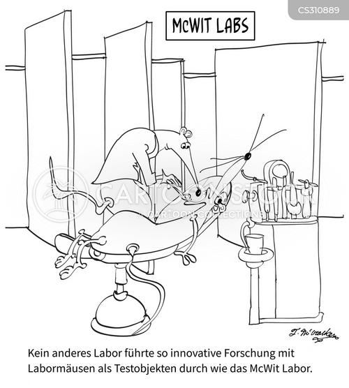 Cartoons und Karikaturen mit Laborratte
